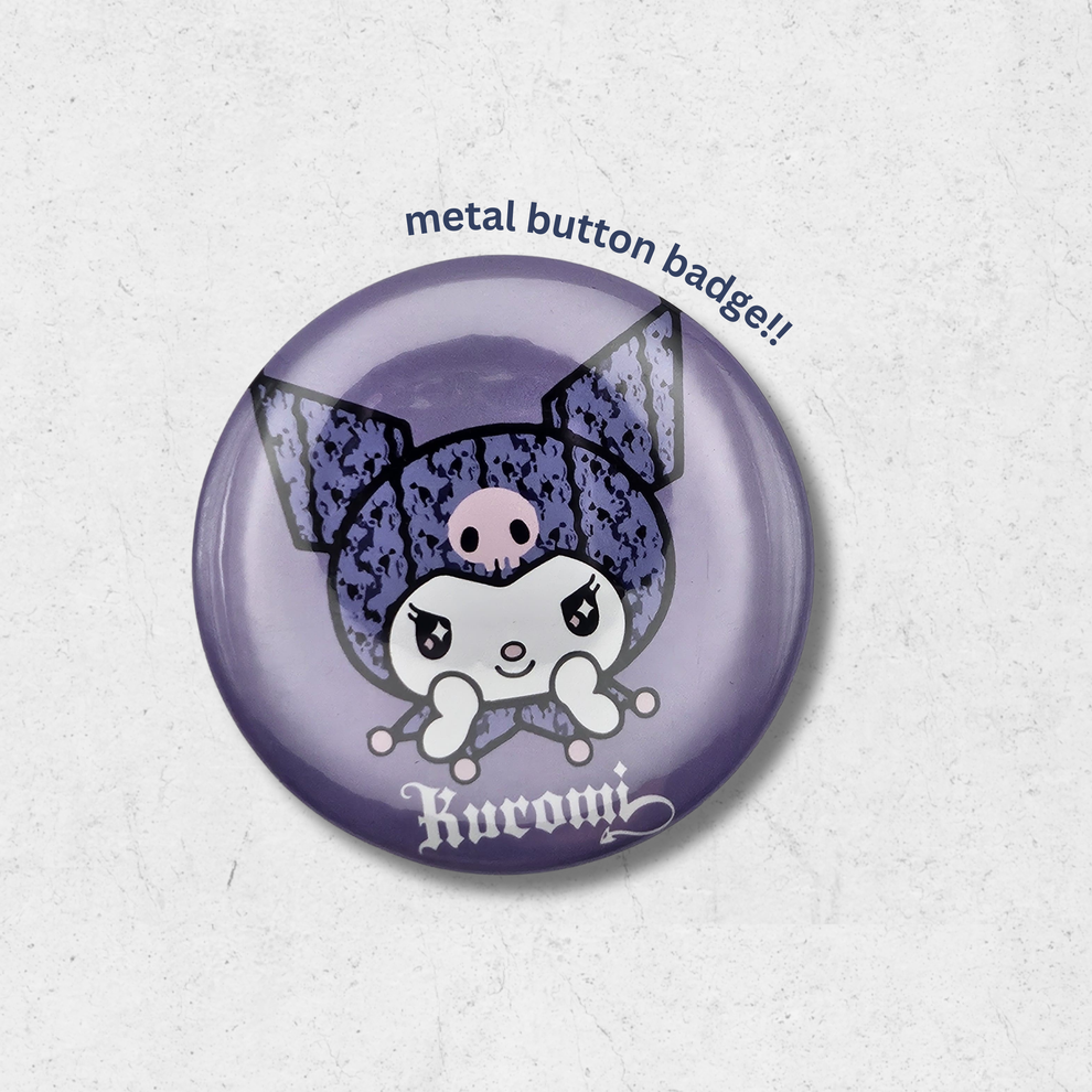 kuromi button pin – sk sticker