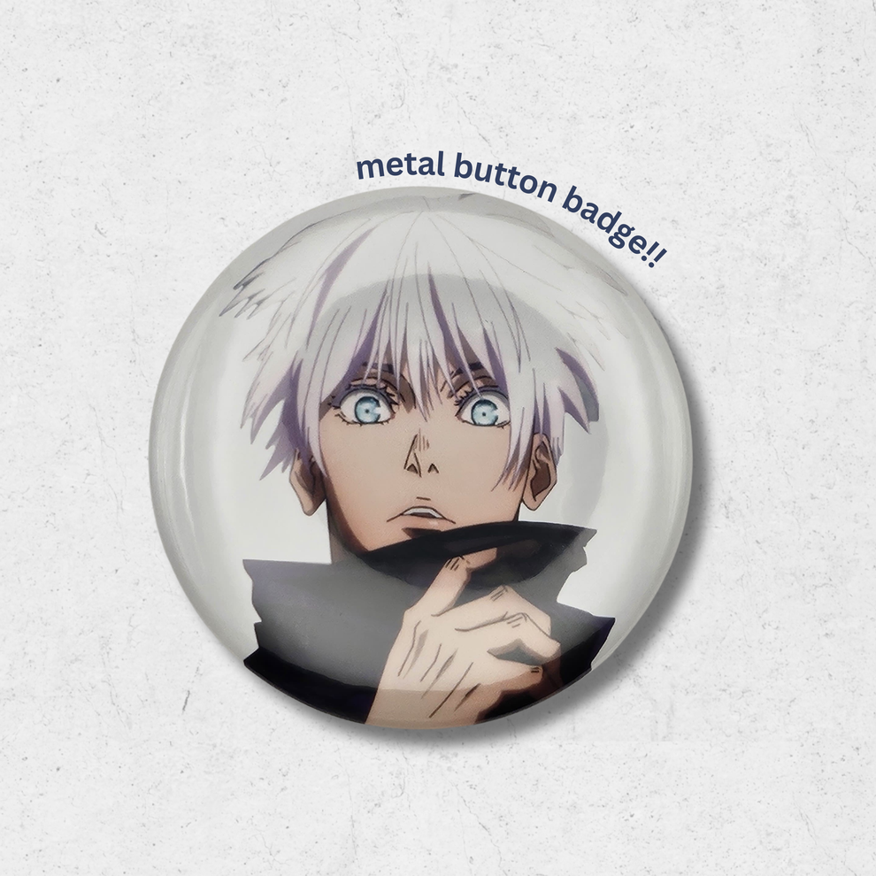 jujutsu kaisen satoru gojo button pin – sk sticker