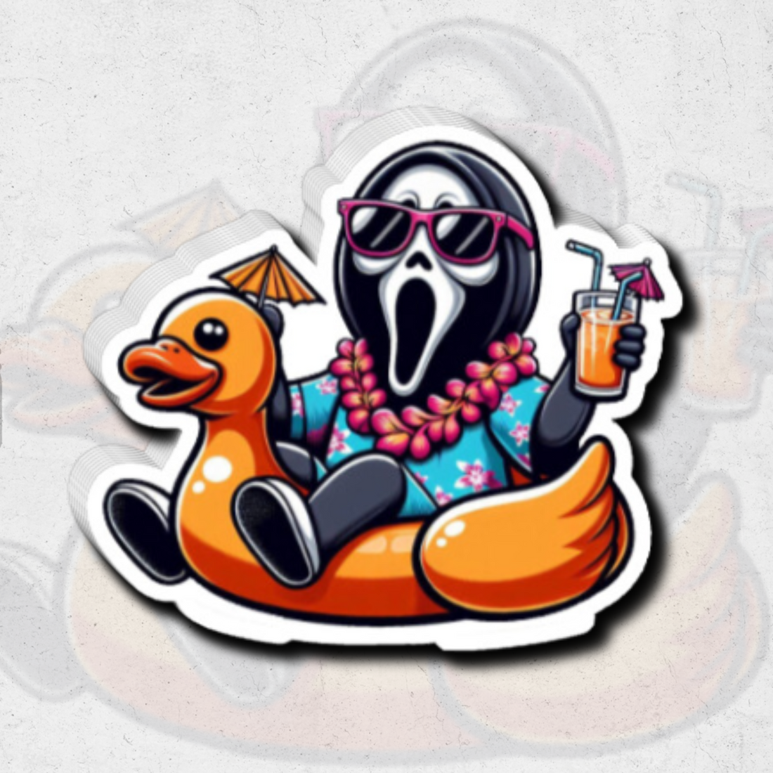 Ghost Face/Scream on duck float - glossy vinyl sticker – sk sticker